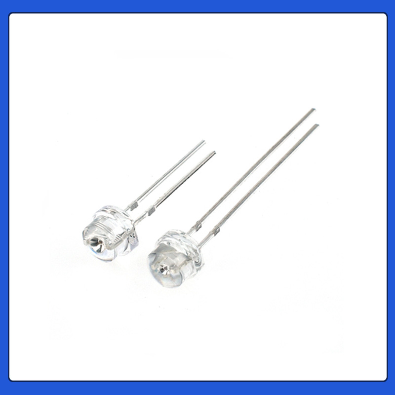 直插草帽雾状蓝灯 F5草帽蓝灯高亮LED 800-1000MCD 5MM草帽白发蓝透明LED灯